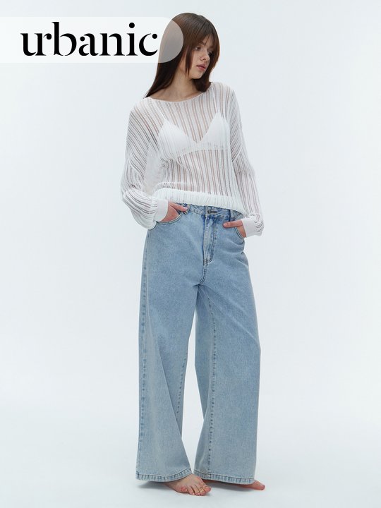 Striped Crochet Sheer Sweater | Urbanic