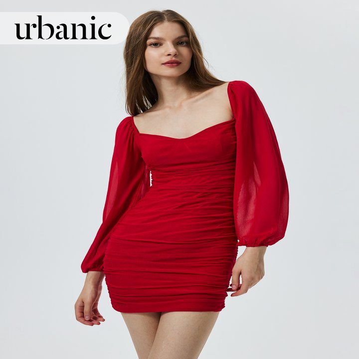 Short Gathered Bodycon Dress | Urbanic